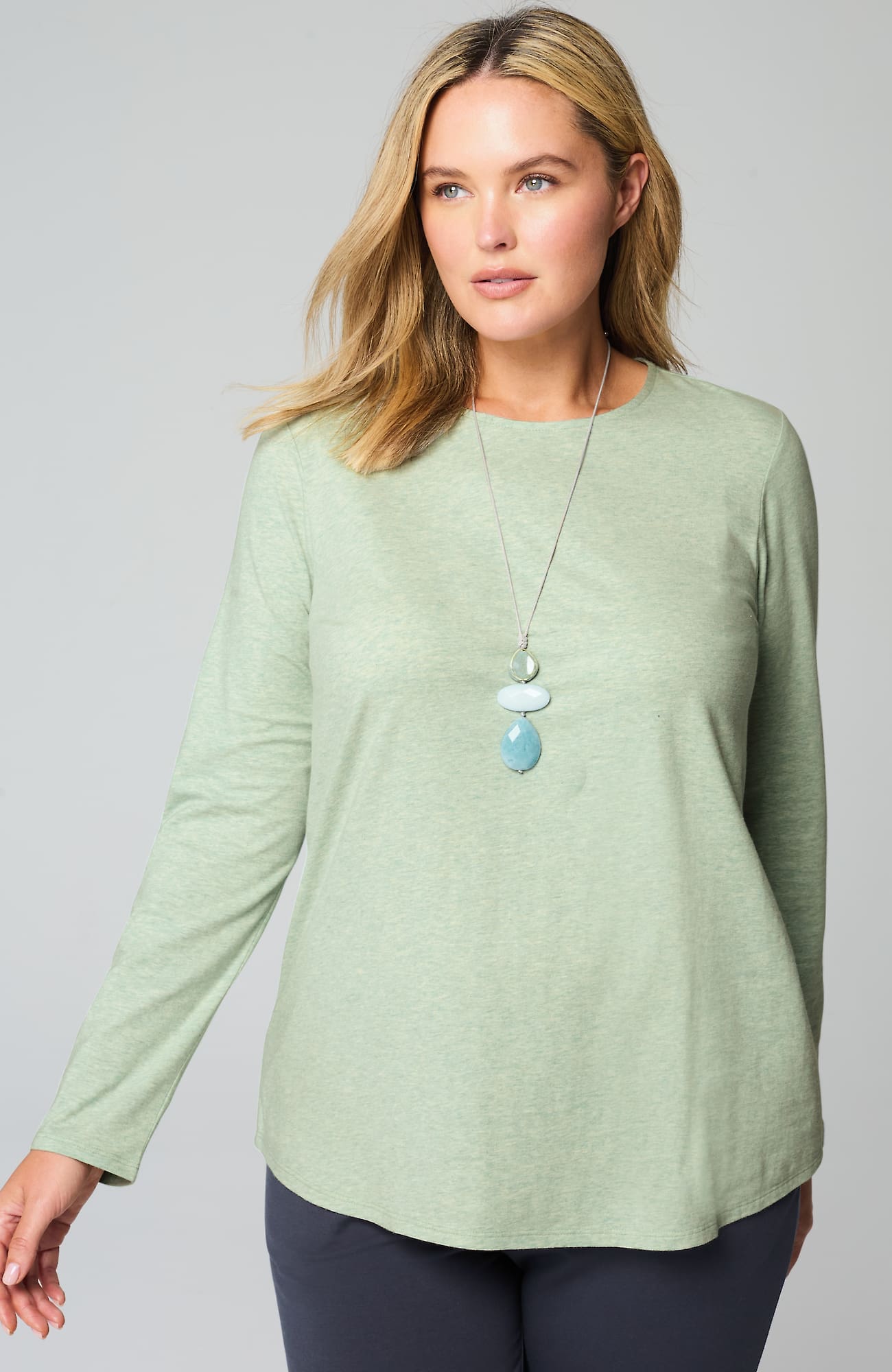Jjill J.jill Pure Jill Long-sleeve Shirttail Tee In Soft Pear Heather ...