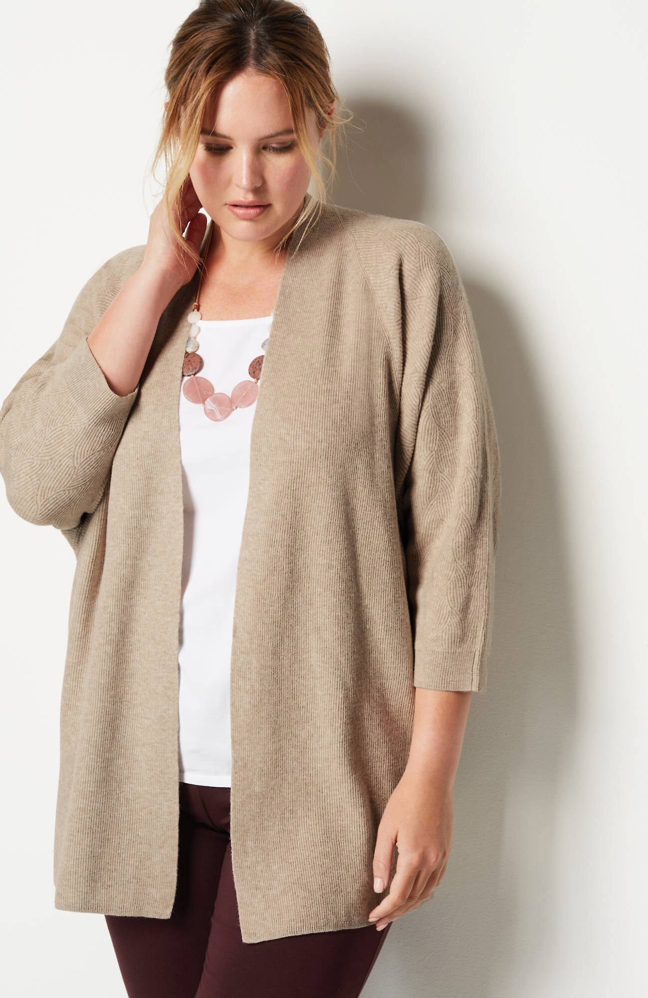 Jjill J.jill Pure Jill Mixed-textures Long Cardi In Flax Heather | ModeSens