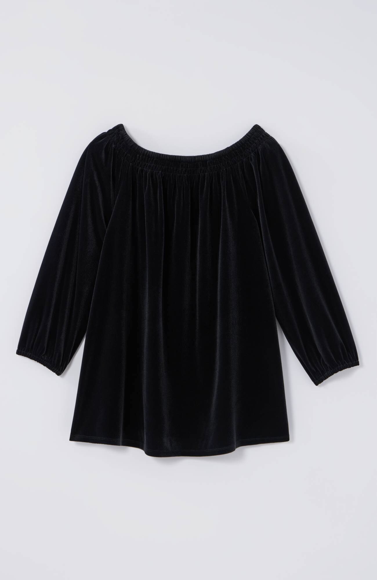 J. Jill Wearever Convertible-Shoulder Smocked-Neck Top | Hamilton Place