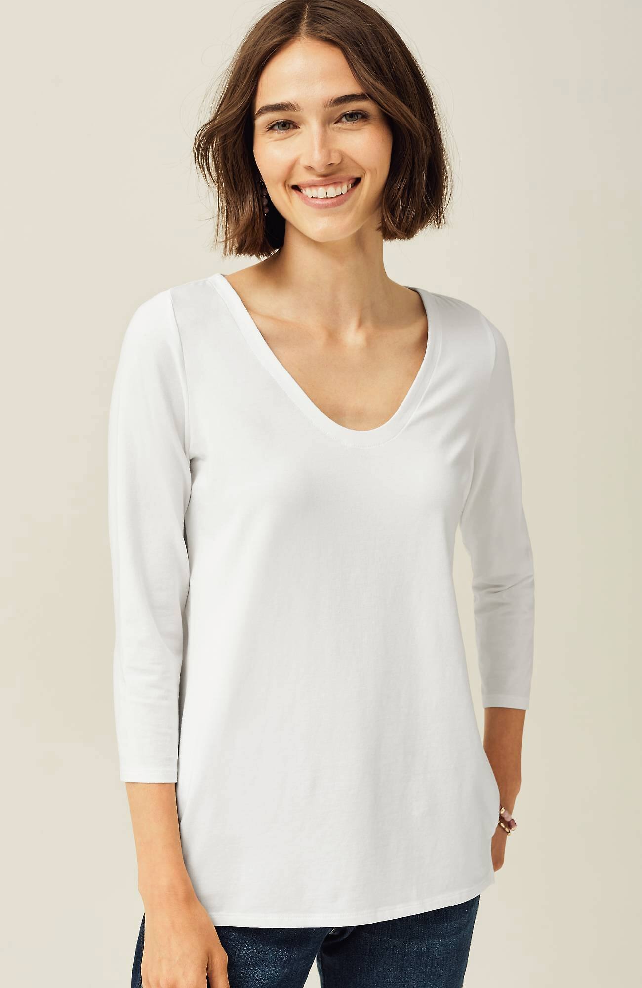 Jjill J.jill Essential Forward-seam Tee In White | ModeSens