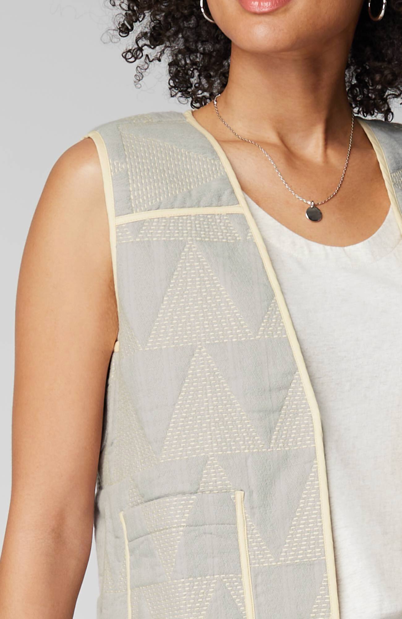 Jjill J.jill Pure Jill Cotton Dobby Vest In Light Grey Pearl ...