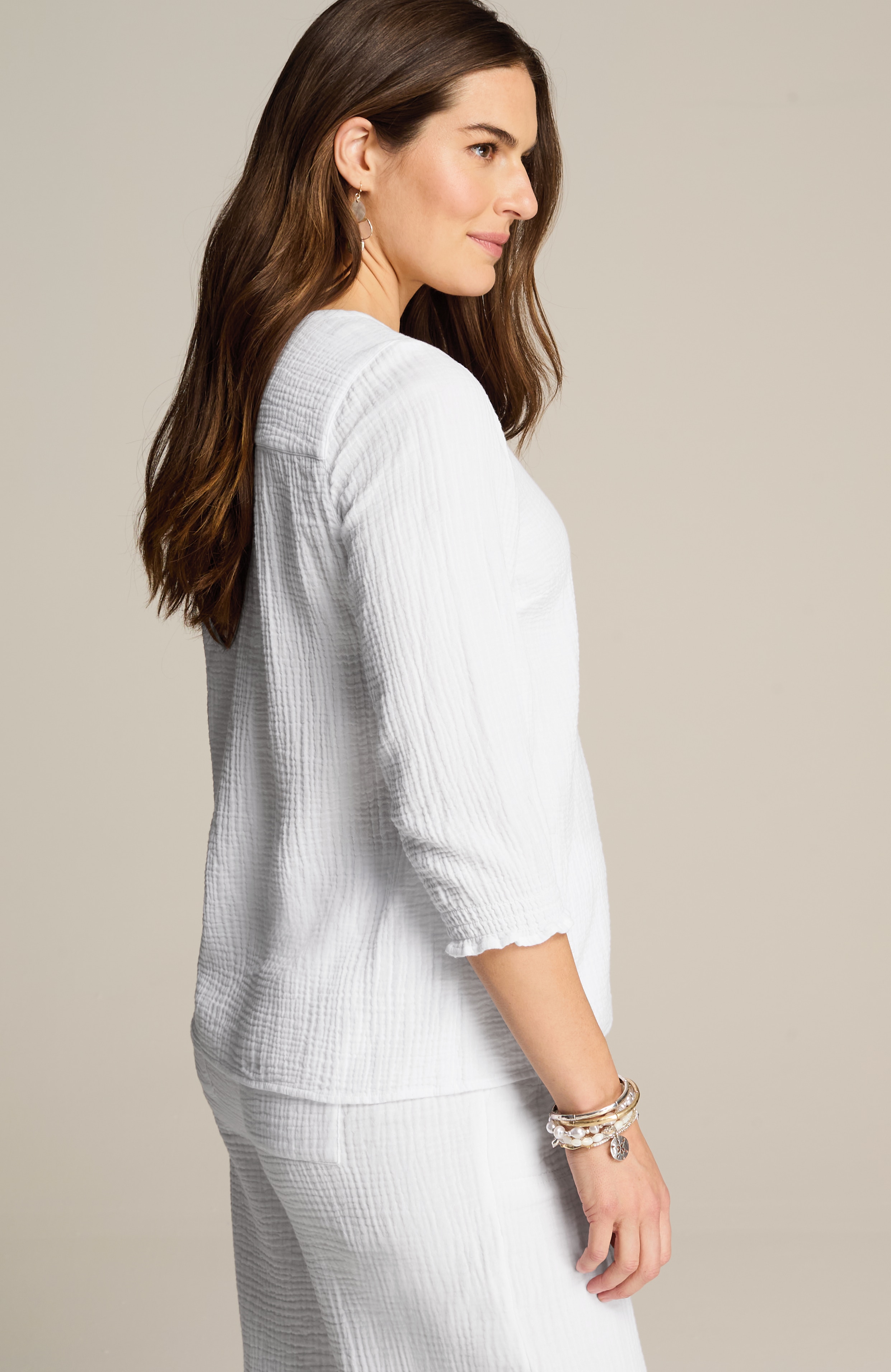 Cotton-Gauze Smocked-Sleeve Top | JJill Cotton-Gauze Smocked-Sleeve Top | JJill