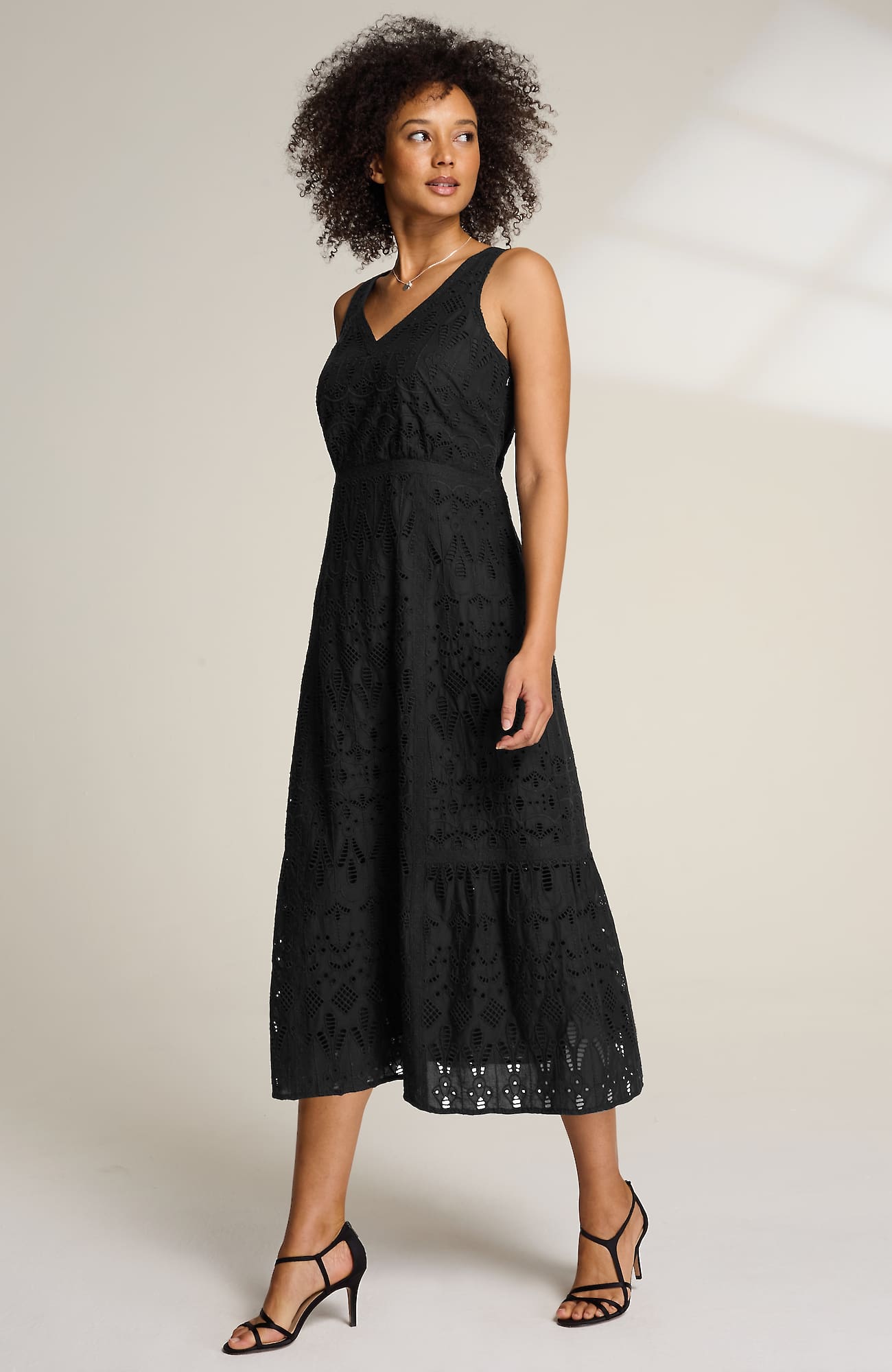Jjill J.jill Eyelet Midi Swing Dress In Black | ModeSens